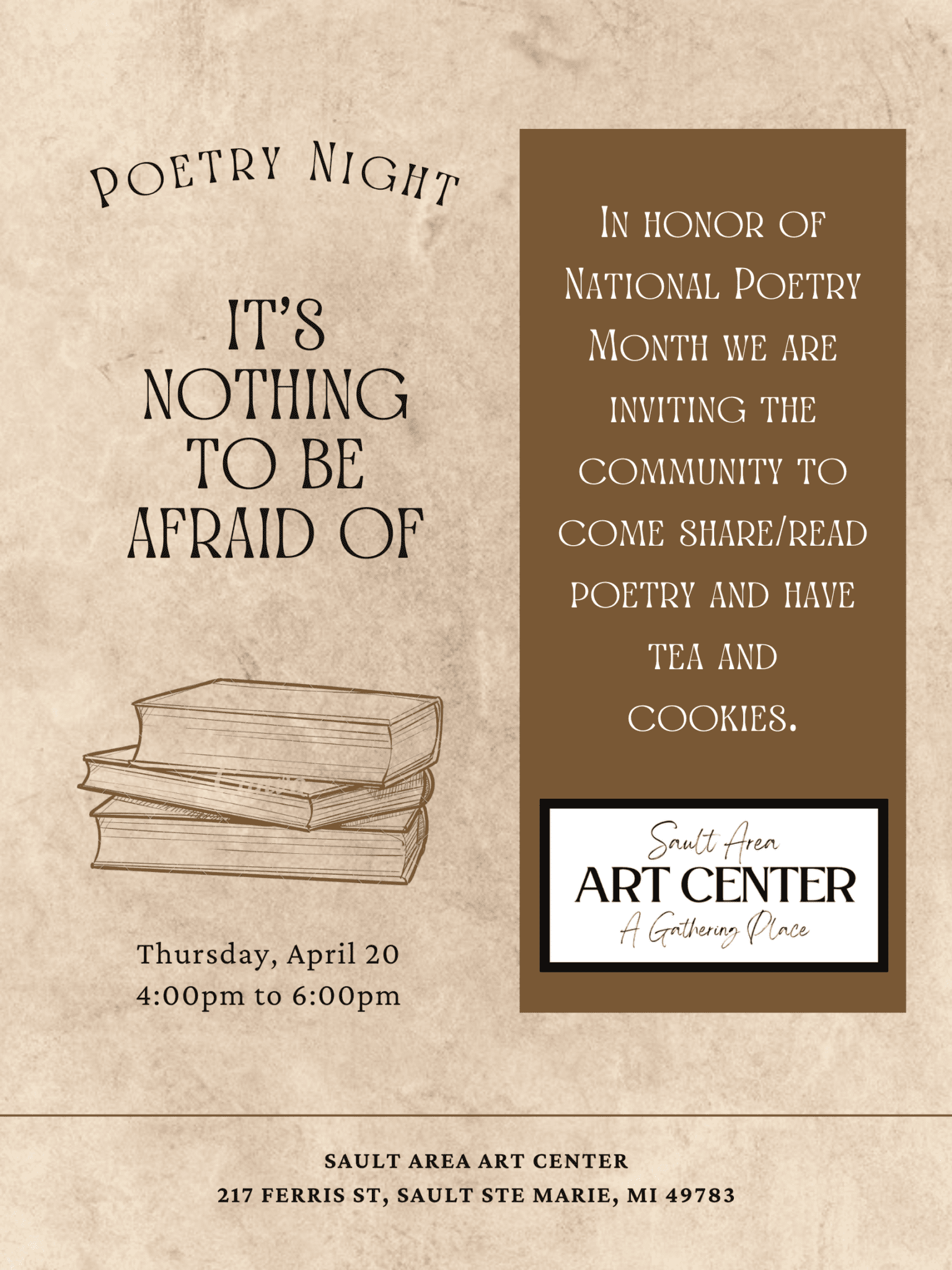 Poetry Night: It's Nothing to be Afraid of - Sault Ste Marie CVB